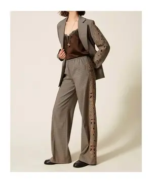 TWINSET Houndstooth Casual Trousers