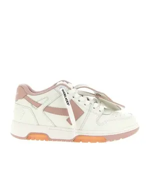 Off-White Lace-up Panelled Leather Sneakers - Pink