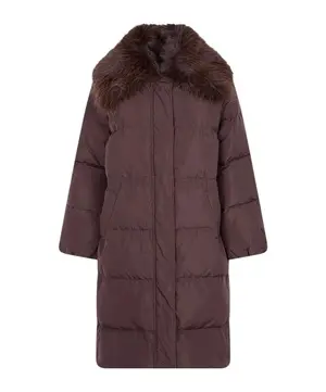 TWINSET Quilted Down Jacket With Faux Fur Collar
