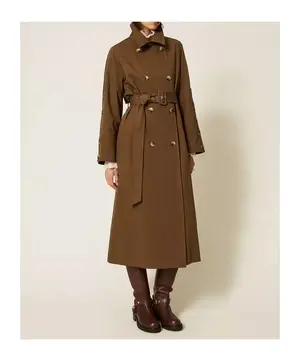 TWINSET Long-sleeved Belted Trench Coat
