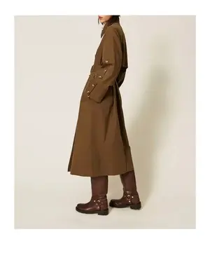 TWINSET Long-sleeved Belted Trench Coat
