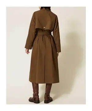TWINSET Long-sleeved Belted Trench Coat