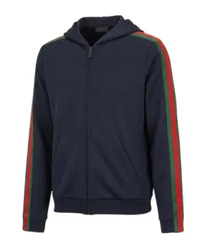 Gucci Silk Cotton Jersey Zip Jacket With Web Detail