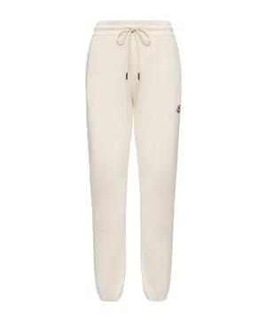 Moncler Logo Cotton Blend Fleece Sweatpants - White
