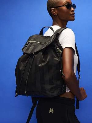 Victoria's Secret Flap Backpack With Drawstring Closure - Black