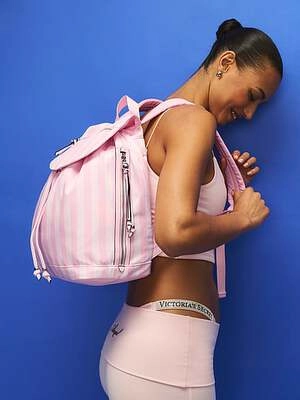 Victoria's Secret Flap Backpack With Drawstring Closure - Print