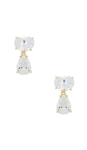 Shashi Oval Pear Drop Earring In Metallic - Gold