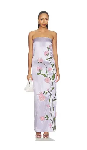 LA FUORI Whispering Tapestry Dress In Purple - Blue