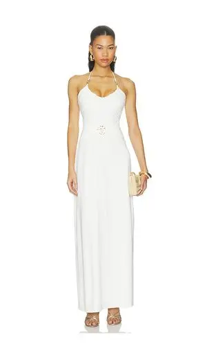 RUNAWAY THE LABEL Nina Ruched Halter Maxi Dress - White