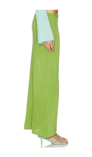 RUNAWAY THE LABEL Kiva High Side Slit Maxi Skirt In Green
