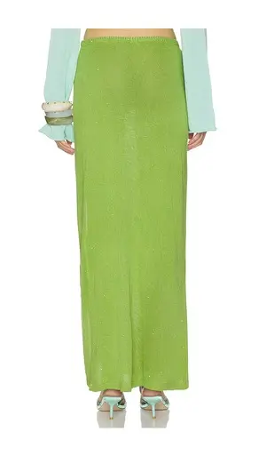 RUNAWAY THE LABEL Kiva High Side Slit Maxi Skirt In Green