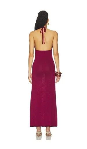 RUNAWAY THE LABEL Ayella Deep-v Knit Maxi Dress In Fuchsia