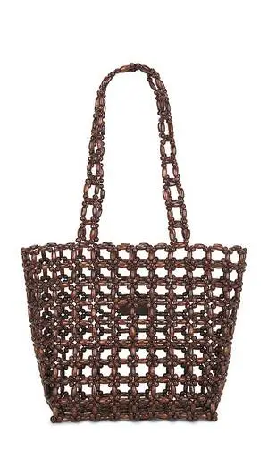 Madewell Wood Bead Tote Bag In Brown - Stained Bead Multi