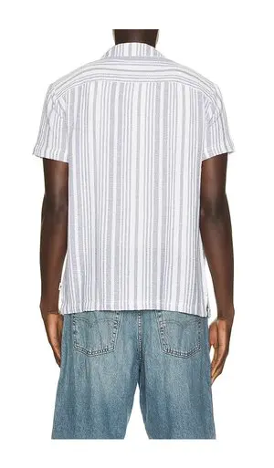 VINTAGE SUMMER Basket Weave Camp Shirt - Navy