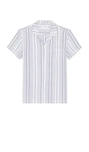 VINTAGE SUMMER Basket Weave Camp Shirt - Navy