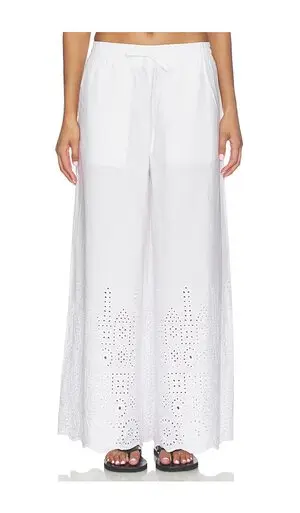 Susana Monaco Embroidered Wide Leg Pant In White