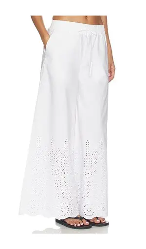 Susana Monaco Embroidered Wide Leg Pant In White