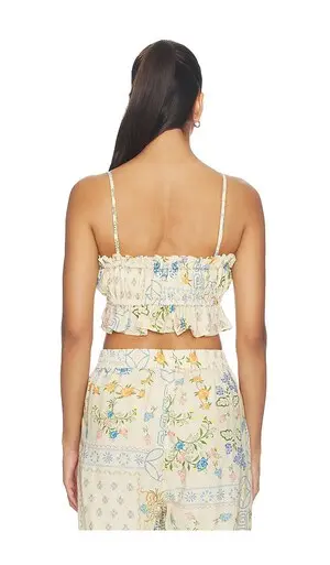 Agua Bendita Vichy Bleu Top In Beige