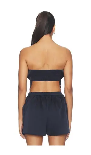 Susana Monaco Satin Scarf Tube Top In Navy
