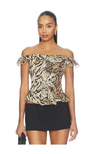 Lioness Timeless Ruffle Top In Multi - Tiger