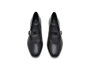 Fitflop Delicato Snake Mary Jane Flat Shoes - Black