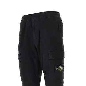 Stone Island Cotton Cargo Pants With Logo Badge - Black