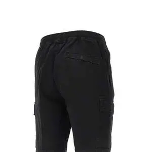 Stone Island Cotton Cargo Pants With Logo Badge - Black