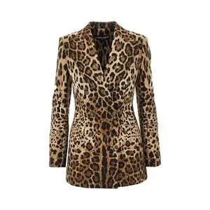 Dolce & Gabbana Double-breasted Jacket With Animal Print - Multicolor