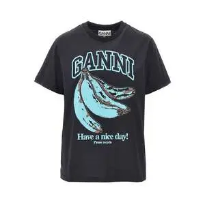 GANNI Banana" Print Organic Cotton Jersey T-shirt - Black