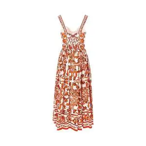 Dolce & Gabbana Sleeveless Cotton Poplin Maxi Dress With Maiolica Print