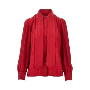 Gucci Jacquard Silk Shirt With Interlocking Gg Chain Motif - Red