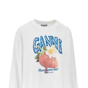 GANNI Jersey T-shirt With 'strawberry' Print