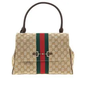 Gucci Gg Fabric Medium Shoulder Bag With Horsebit Detail