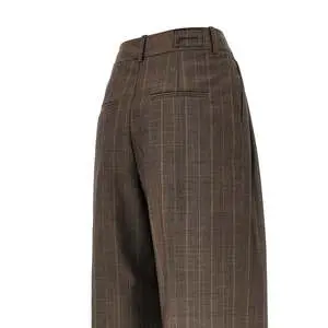 GANNI Wool Pinstriped Wide-leg Trousers - Brown
