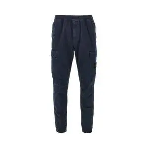 Stone Island Cotton Cargo Pants With Logo Badge - Blue