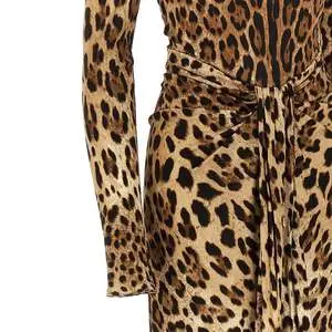 Dolce & Gabbana Viscose Midi Dress With Leo Print