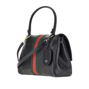 Gucci Medium Leather 'paparazzo' Bag With Web Ribbon And Horsebit Detail - Black