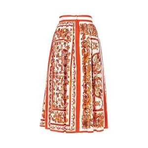 Dolce & Gabbana Majolica Print Pleated Midi Skirt