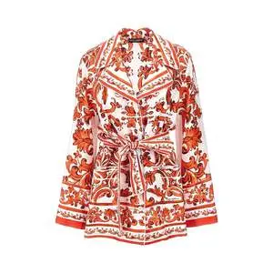 Dolce & Gabbana Maiolica Print Silk Vanity Shirt