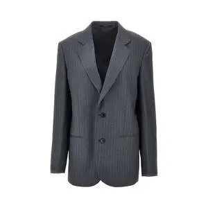 Gucci Pinstriped Wool Oversized Blazer - Grey