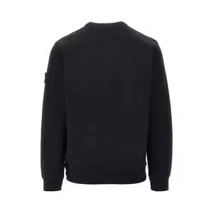 Stone Island Crewneck Cotton Sweatshirt With Logo Badge - Black