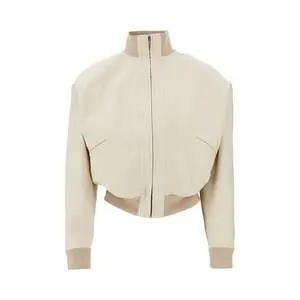 Gucci Oversized Shoulders Cotton Bomber Jacket - Beige