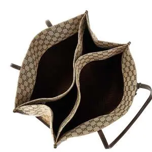 Gucci Jacquard Gg Canvas Leather Trimmings Shopping Bag