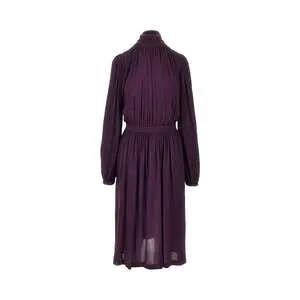 Gucci Crepe Jersey High-neck Midi Dress With Pleated Motif