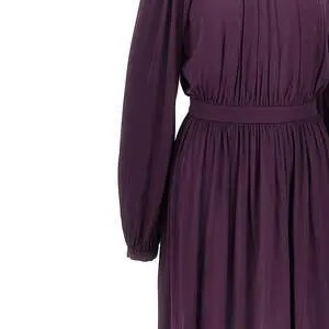 Gucci Crepe Jersey High-neck Midi Dress With Pleated Motif
