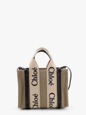 Chloé Woody Linen Canvas And Leather Crossbody Bag