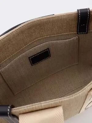 Chloé Woody Linen Canvas And Leather Crossbody Bag