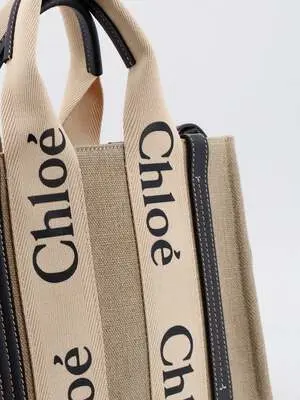 Chloé Woody Linen Canvas And Leather Crossbody Bag