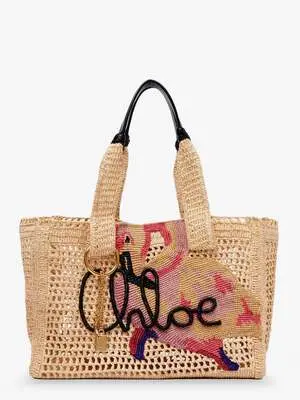 Chloé East/west Summer Banana Raffia Shoulder Bag - Beige