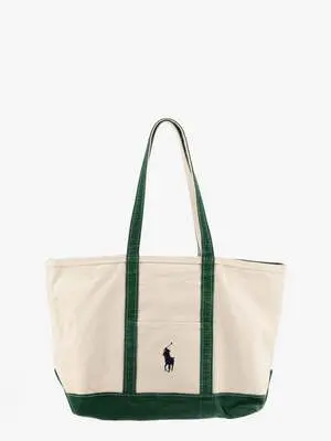 Polo Ralph Lauren Denim Shoulder Bag With Embroidered Logo On The Front - Beige